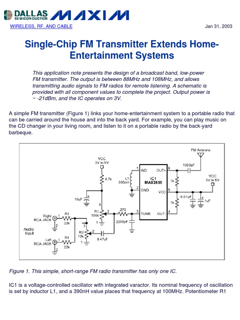 MAX2606 FM Transmitter | PDF