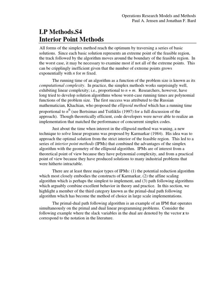 LP Methods.S4 Interior Point Methods | PDF | Linear Programming | Mathematical Optimization