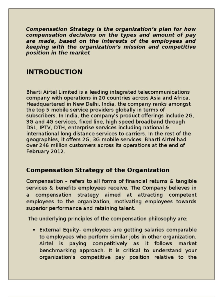 Airtel's 2025 Compensation Strategy Overview | PDF | Employee Benefits ...