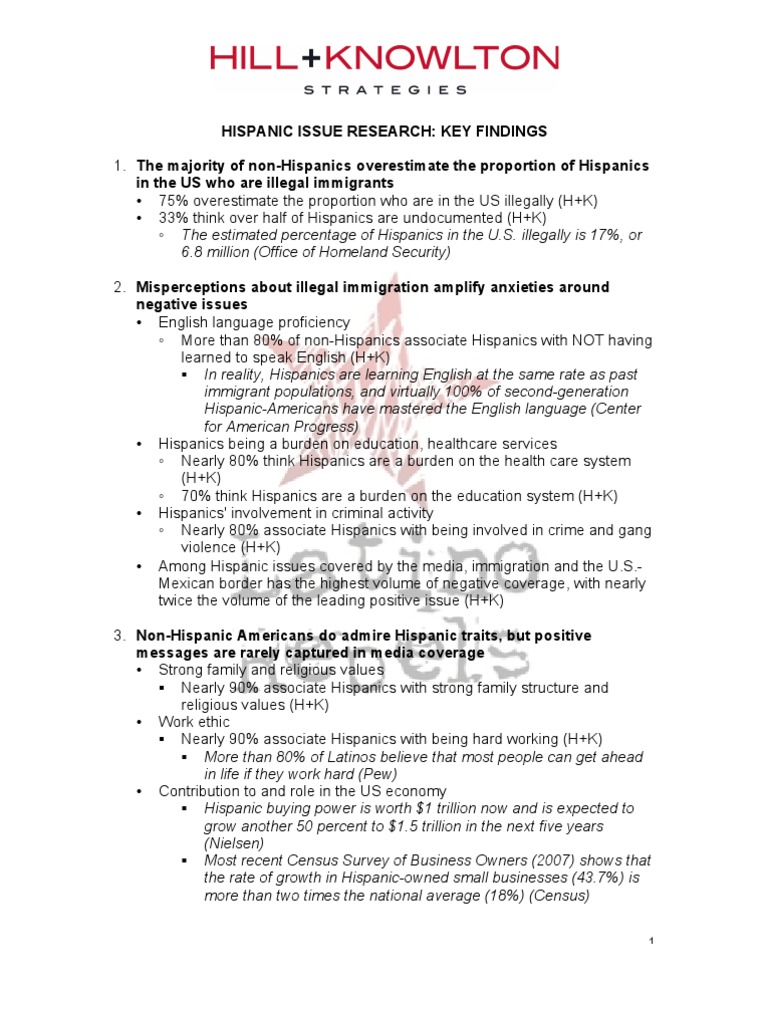 Hill and Knowlton Strategies: Key Findings of Hispanic Issues Research ...