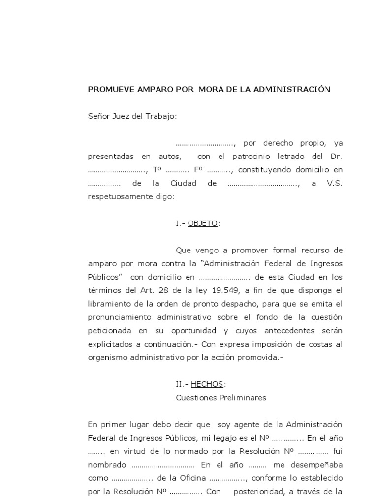 Amparo Por Mora Administrativa | Demanda judicial | Información del gobierno