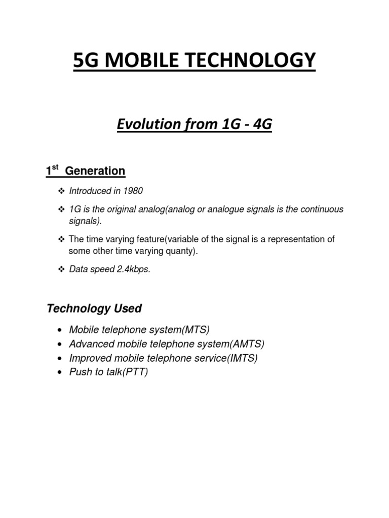 5g Mobile Technology | PDF | 4 G | Wi Max