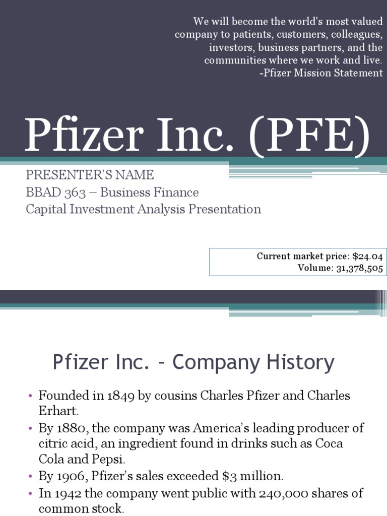 Pfizer Inc Company Analysis1 | PDF | Pfizer | Return On Equity