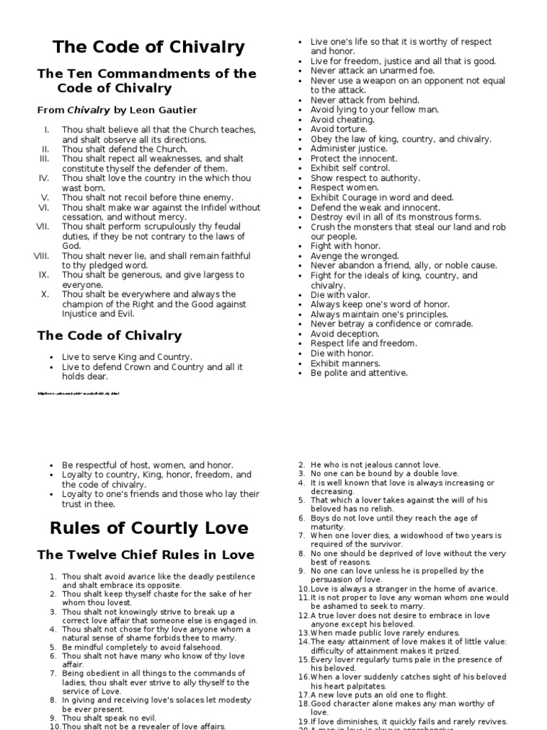 The Code of Chivalry | Chivalry | Romance (Love)