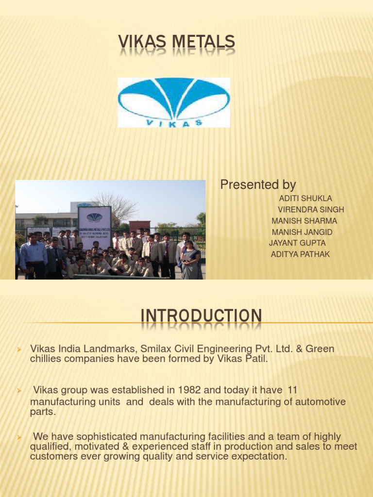 Vikas Metals: Company Overview and Values | PDF