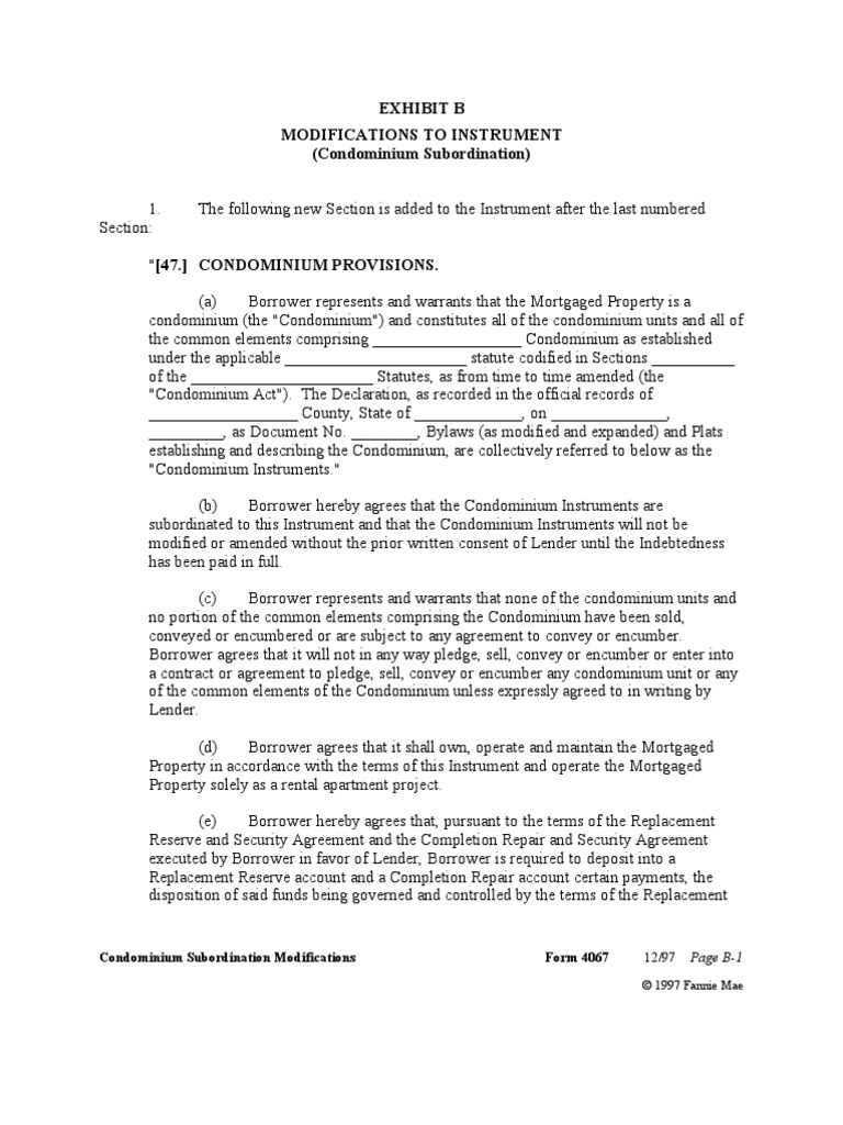 FNMA Form Number 4067 | PDF | Condominium | Fannie Mae