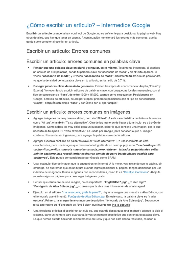 Cómo Escribir Un Artículo | PDF | Imagen | Google