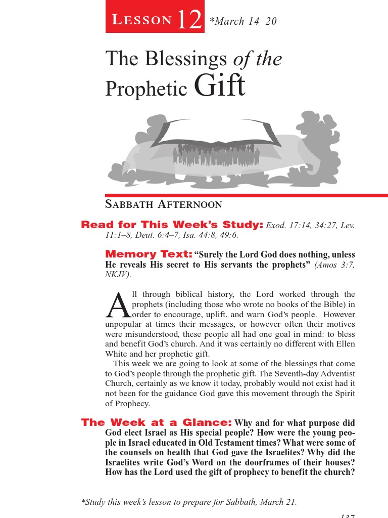 The Blessings of The Prophetic: Esson | PDF | Seventh Day Adventist ...