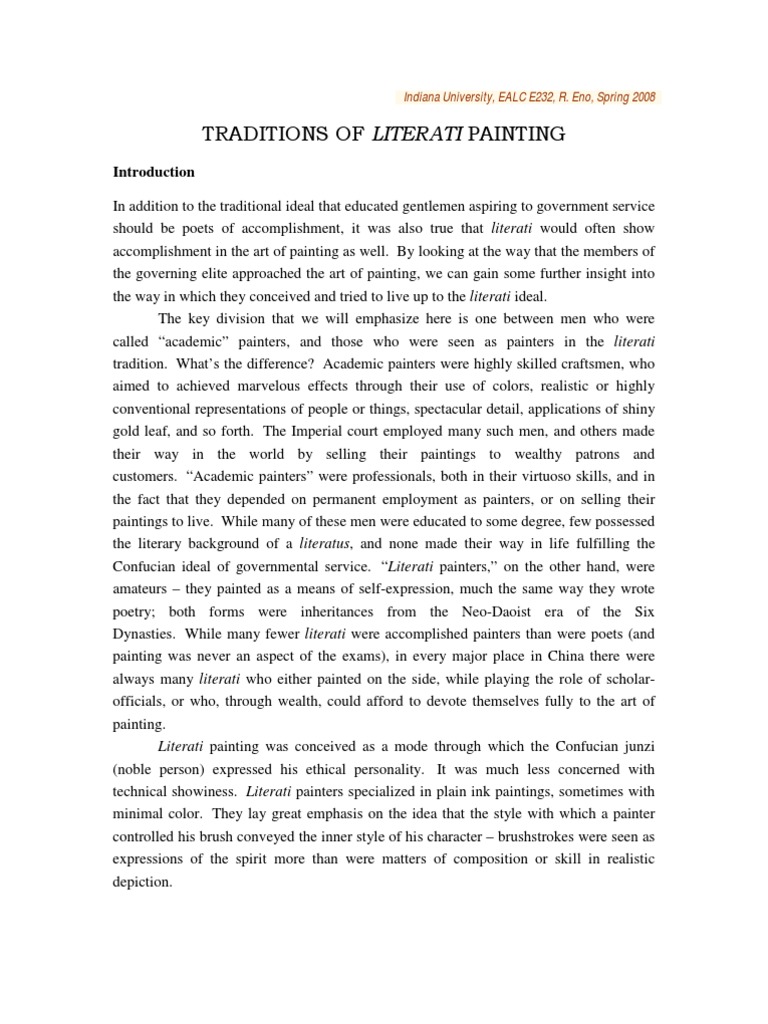 Traditions of Literati Painting | PDF | Landscape Painting | Paintings