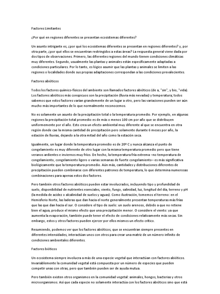 Factores Limitantes | PDF | Precipitación | Ecosistema