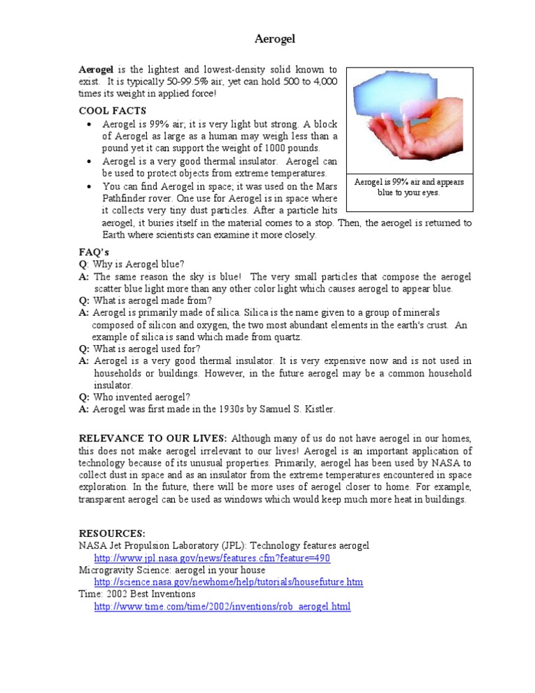 Aerogel FAQ | PDF