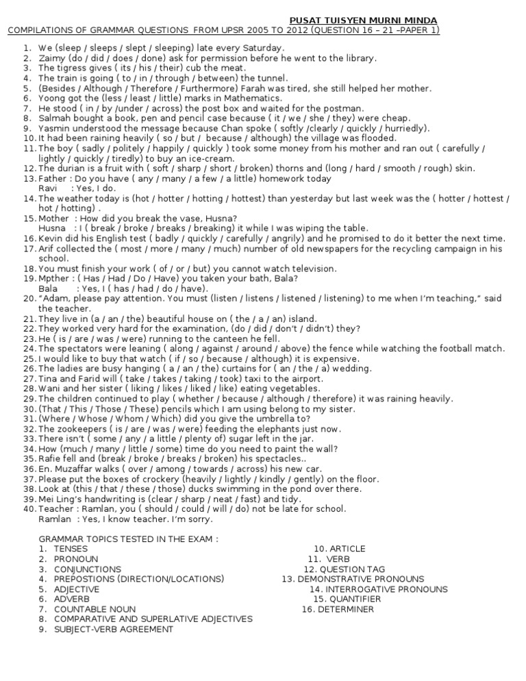 Grammar Upsr | PDF | Verb | Adjective