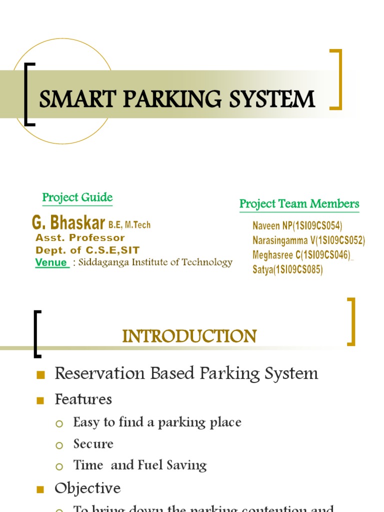 Smart Parking System: Project Guide Project Team Members | PDF