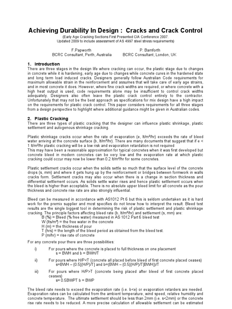 2009 06 CIA Achieving Durability in Design Crack Control | PDF ...