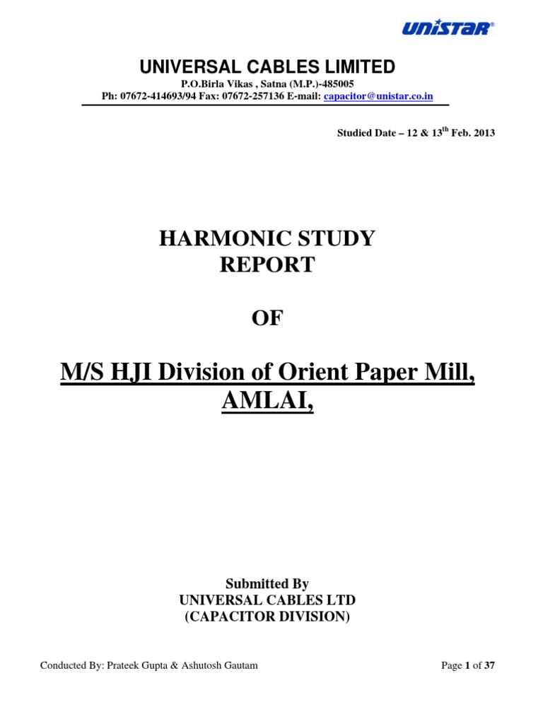 Harmonic Study Report for HJI Division | PDF | Electric Power System ...