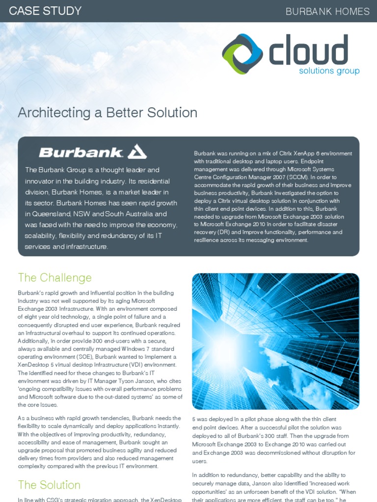 Burbank 20 Case 20 Study | PDF | Desktop Virtualization | Cloud Computing
