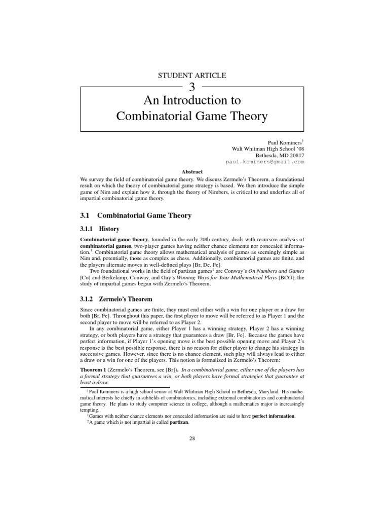 Comb Game Theory | PDF | Discrete Mathematics | Combinatorics