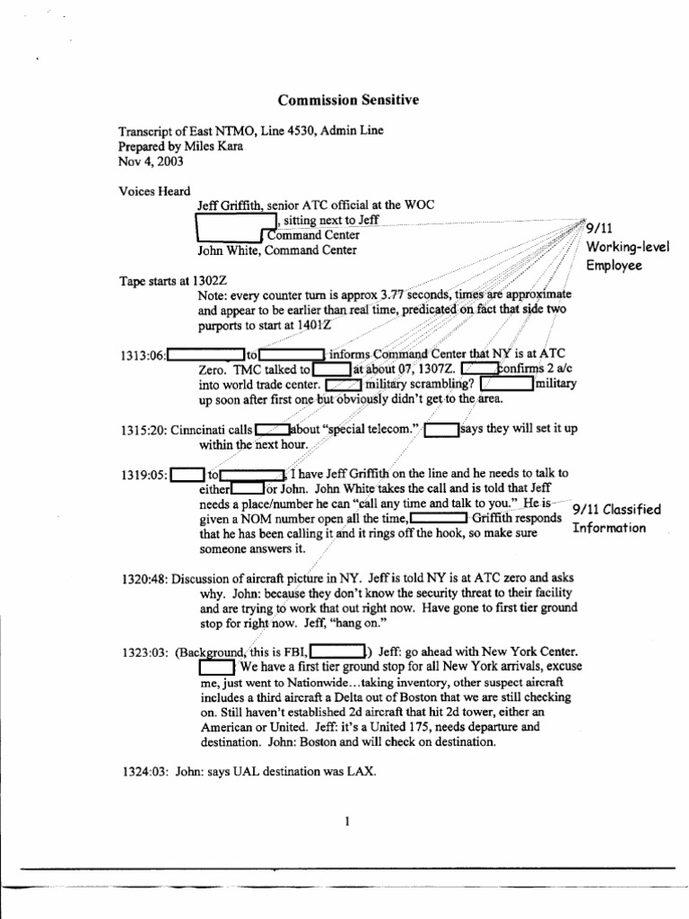 Transcript of FAA Open Line On 9/11 | PDF | United Airlines Flight 93 ...