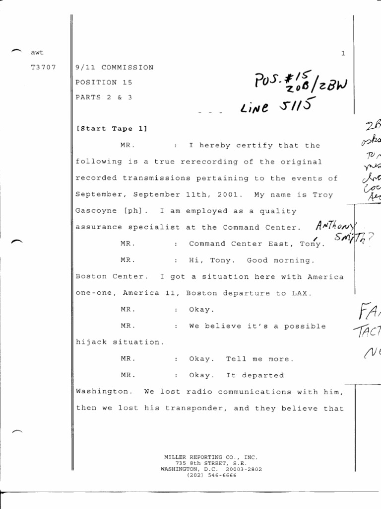 9/11 Air Traffic Control Transcript | PDF | September 11 Attacks ...