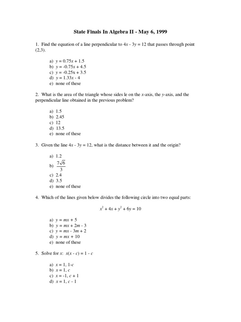 Algebra 2 Question | PDF | Quadratic Equation | Elementary Mathematics