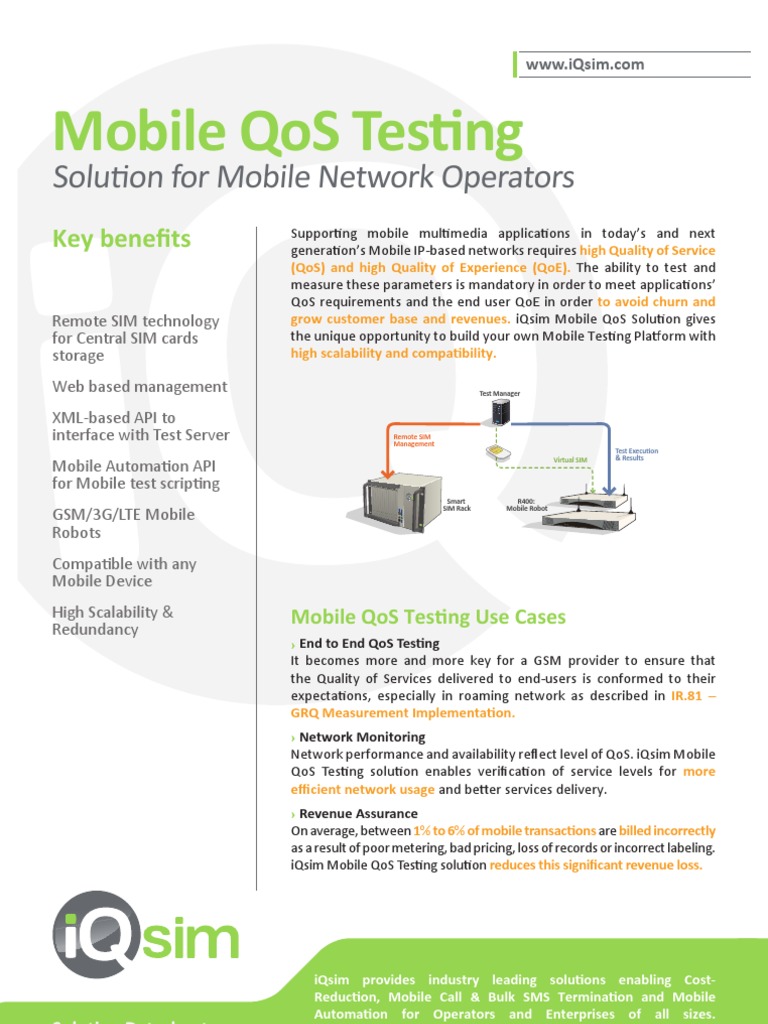 Mobile QoS Testing Solutions | PDF | Quality Of Service | Mobile Device