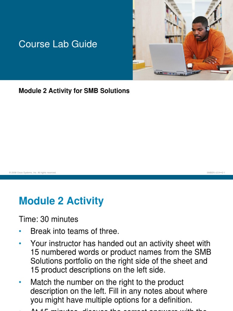 Course Lab Guide: Module 2 Activity For SMB Solutions | PDF | Computers