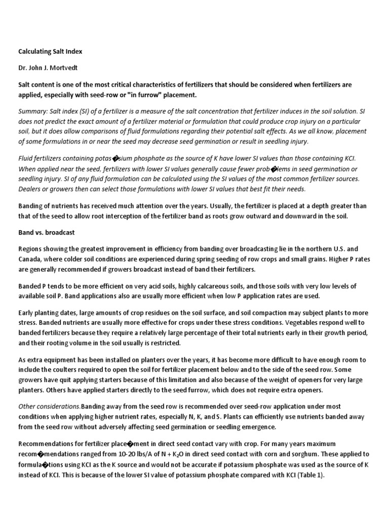 Calculating Salt Index | Fertilizer | Plant Nutrition | Free 30-day ...