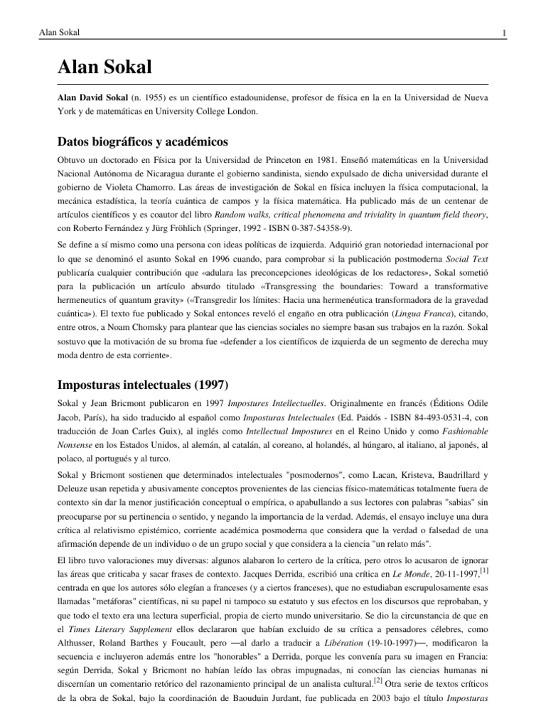Alan Sokal | PDF | Movimientos filosóficos | Science
