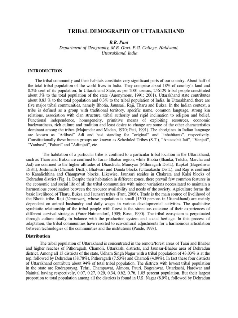 Tribal Demography of Uttarakhand | PDF | Literacy | Human Development Index