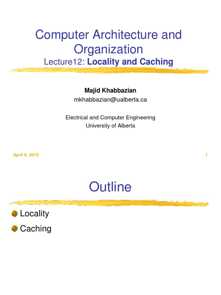 Computer Architecture and Organization: Lecture12: Locality and Caching | PDF | Cpu Cache ...