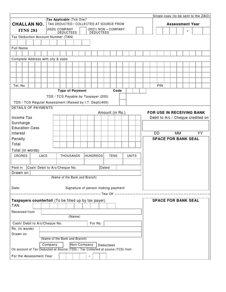 TDS/TCS Payment Challan ITNS 280 | PDF | Finance & Money Management