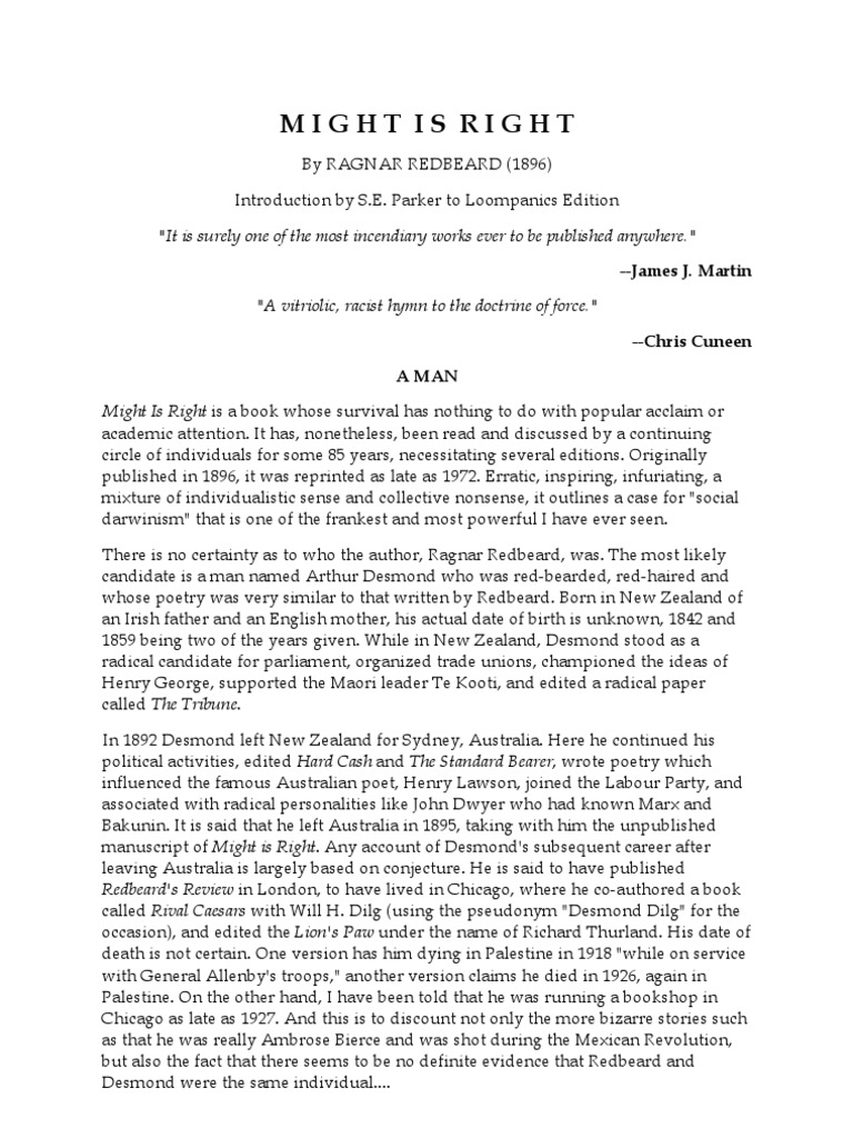 Might Is Right - Ragnar Redbeard | PDF | Morality | Science
