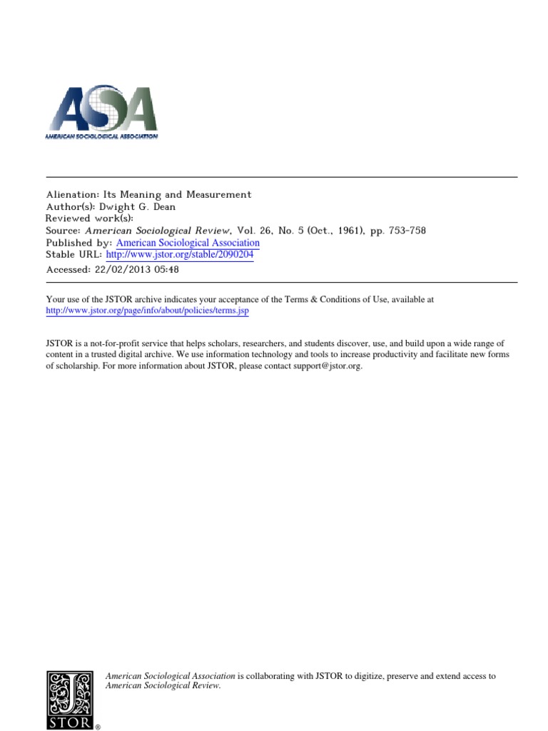 Alienation Its Meaning and Measurement | PDF | Social Alienation ...