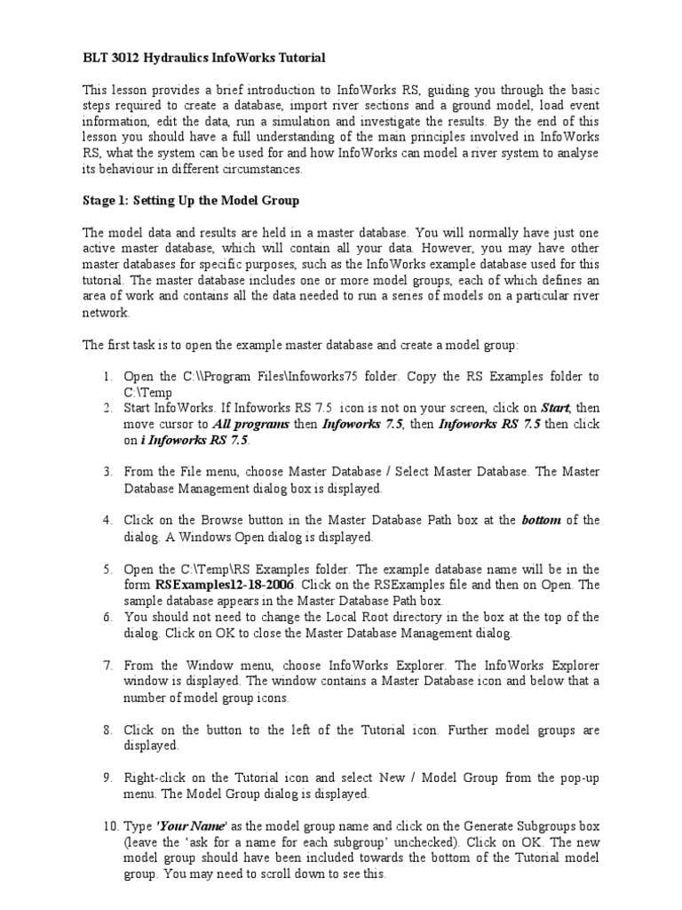 InfoWorks Tutorial | PDF | Icon (Computing) | Tab (Gui)