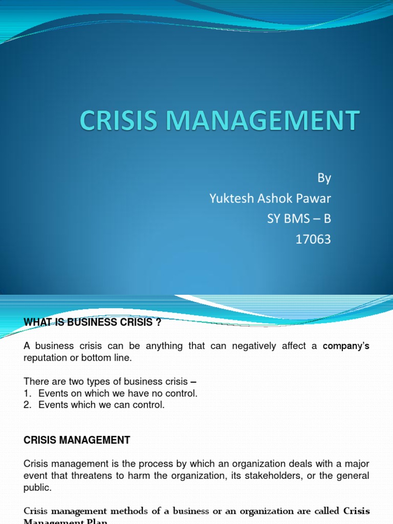 Crisis Management | PDF