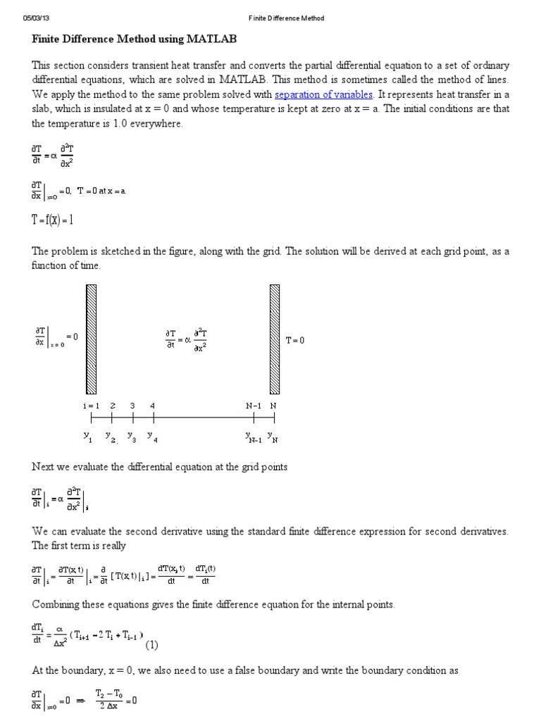Finite Difference Method | PDF | Finite Difference | Equations