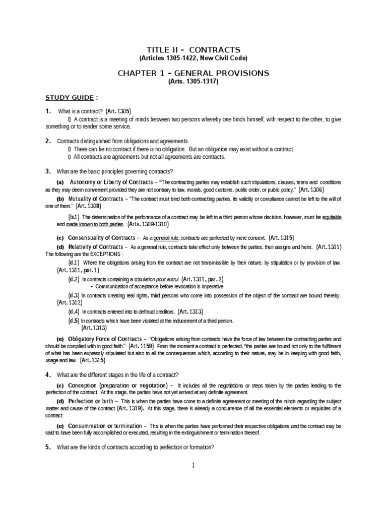 Contracts (Chapters 1&2) | PDF