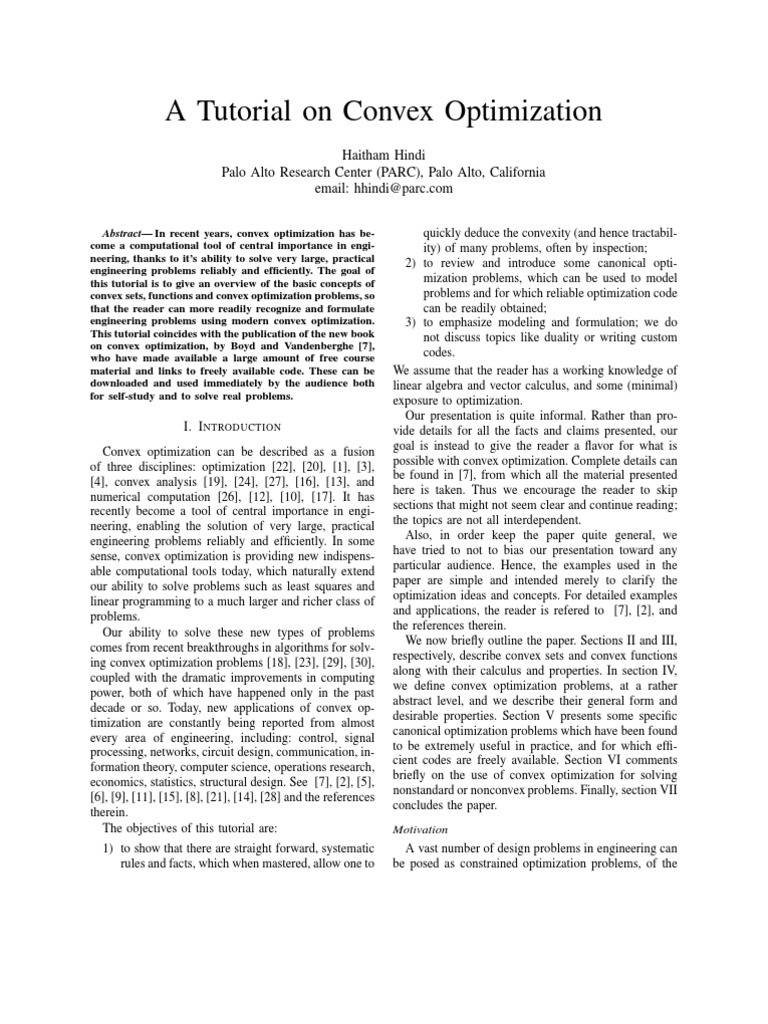 CVX Opt Tut Paper | PDF | Mathematical Optimization | Linear Programming