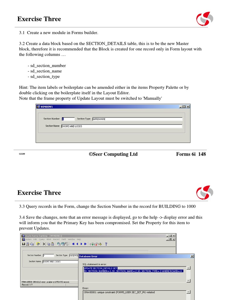 Exercise Oracle Forms 6i Training Information Retrieval Software