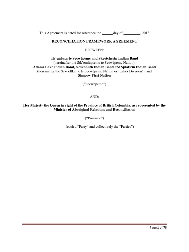 Reconciliation Framework Agreement | PDF | Confidentiality | Privacy