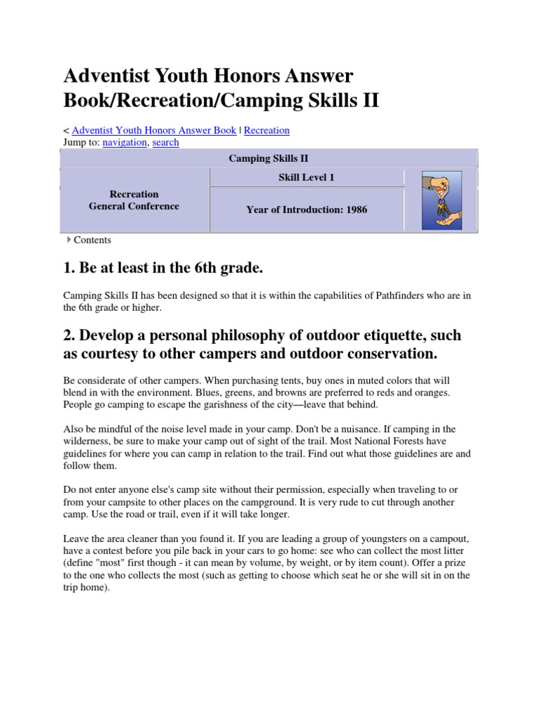Camping Skills | PDF | Tent | Campsite