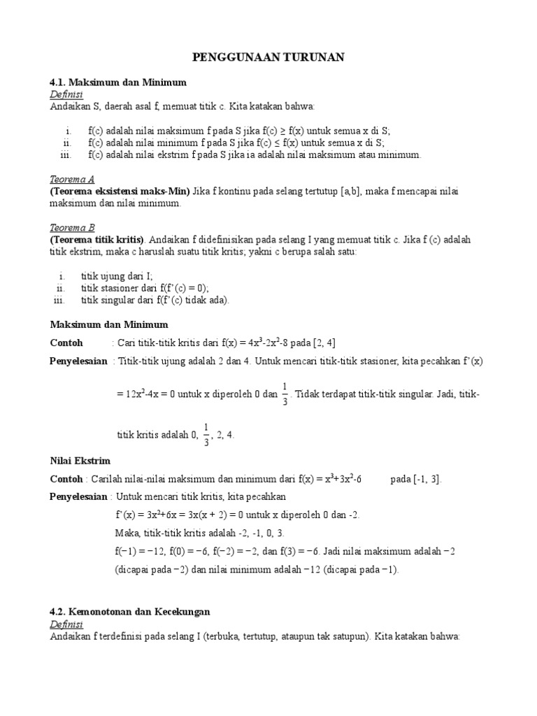 Aplikasi Turunan | PDF | Metode & Bahan Ajar