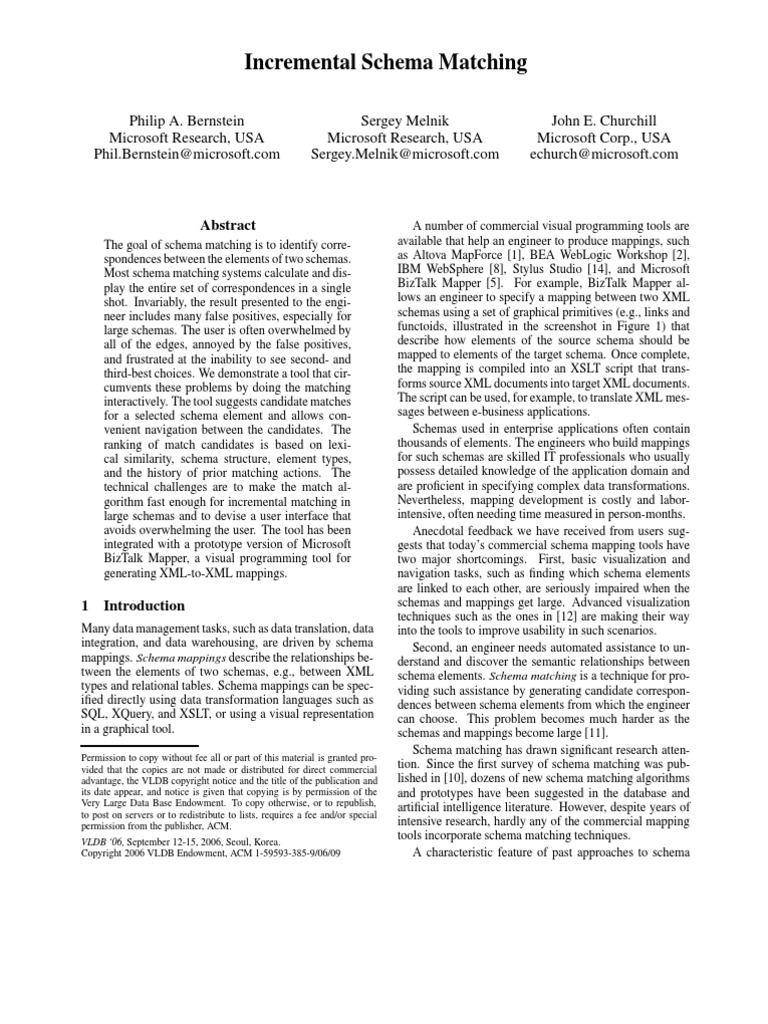 Incremental Schema Matching | PDF | Xml Schema | Conceptual Model