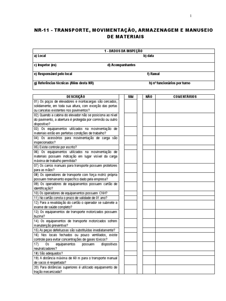 Check List - NR 11 | PDF