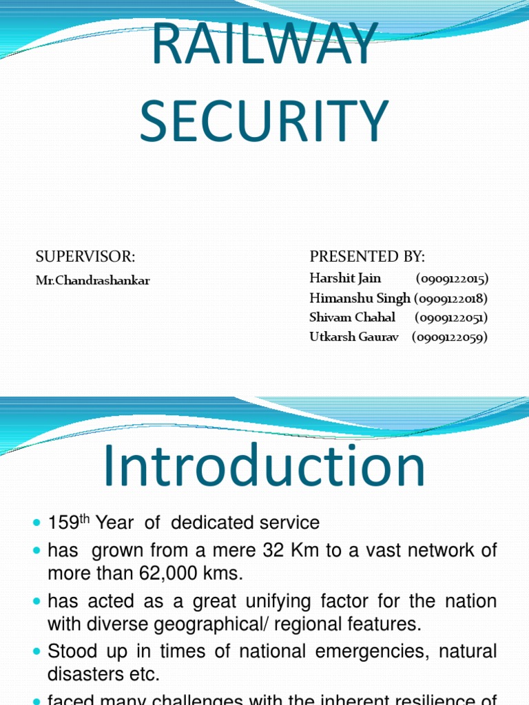 Railway Security: Supervisor: Presented by | PDF | Rail Transport ...