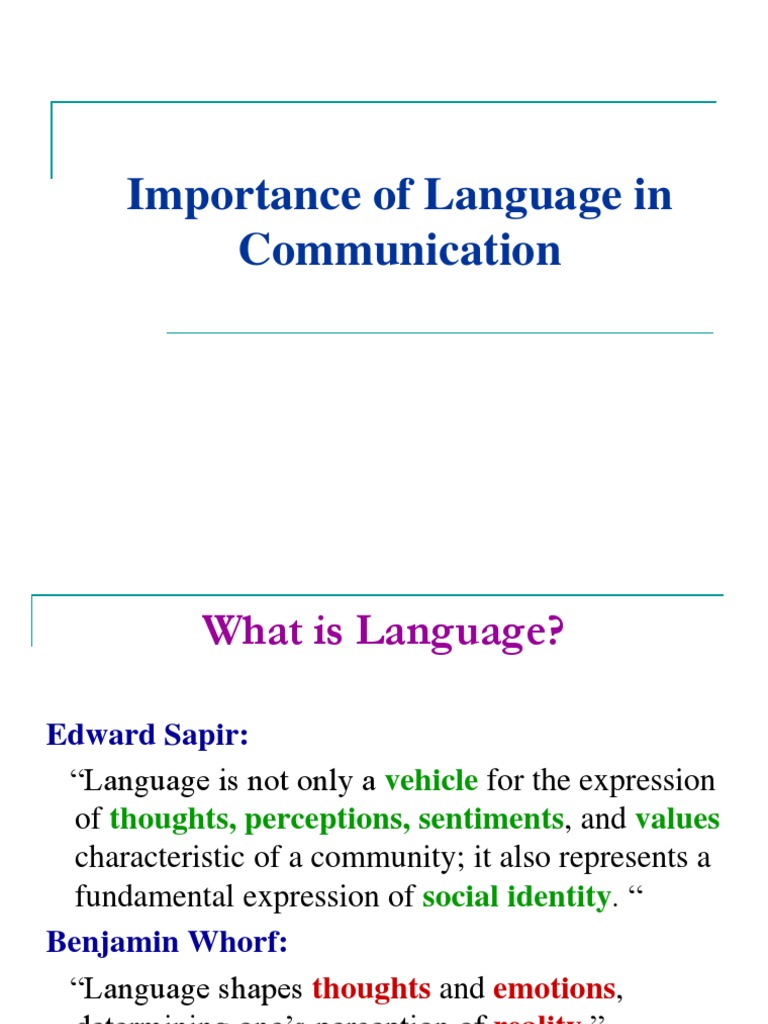 Importance of Language in Communication | PDF | English Language ...