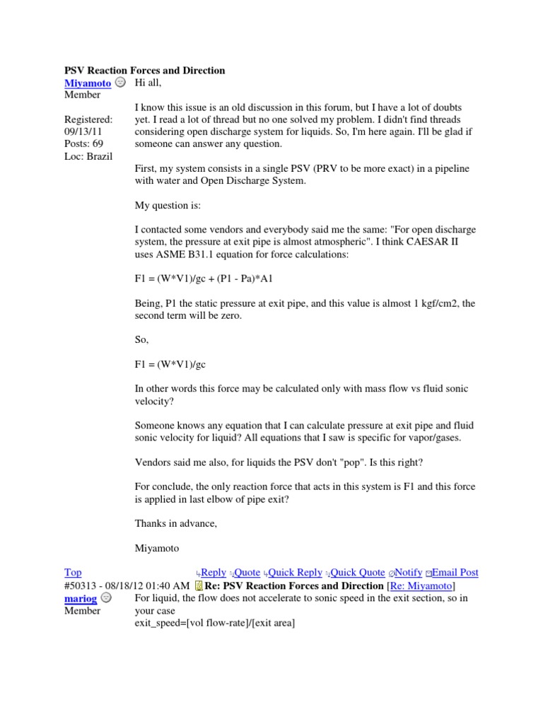PSV Reaction Forces and Direction | Download Free PDF | Flow ...