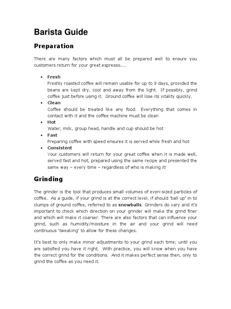 Barista Guide PDF | PDF | Coffee | Nature