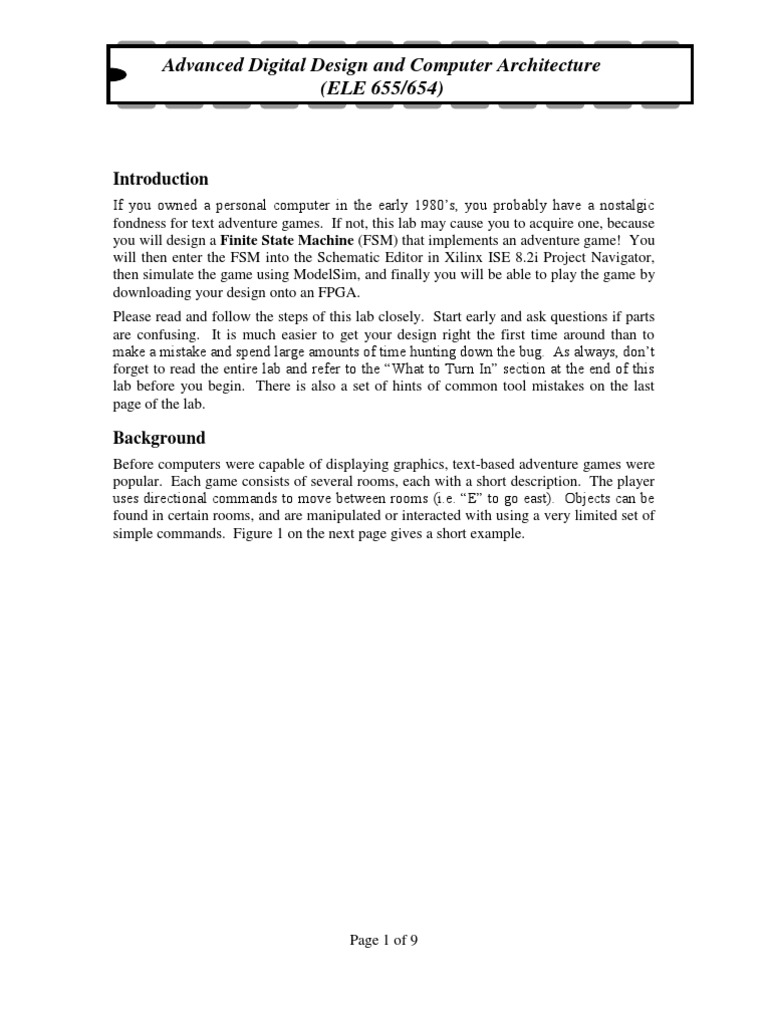Lab2 FSM | PDF | Computer Engineering | Digital Electronics