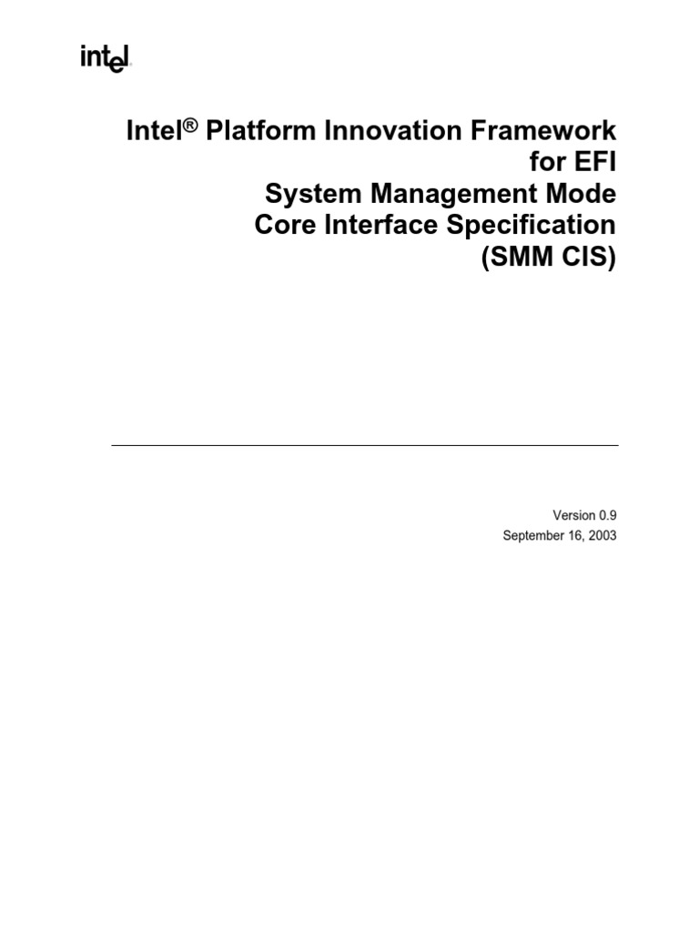 Intel EFI System Management Mode | PDF | Booting | Runtime System